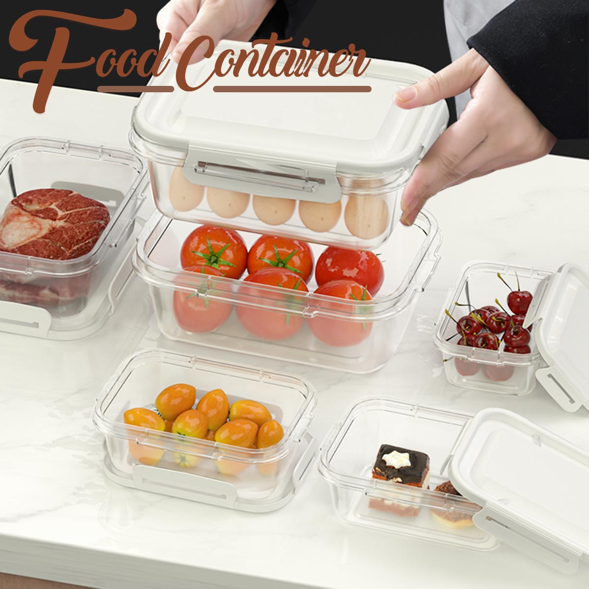 Locaupin 6 Pieces of Food Container Plastic Lunch Box Airtight Cover F ...