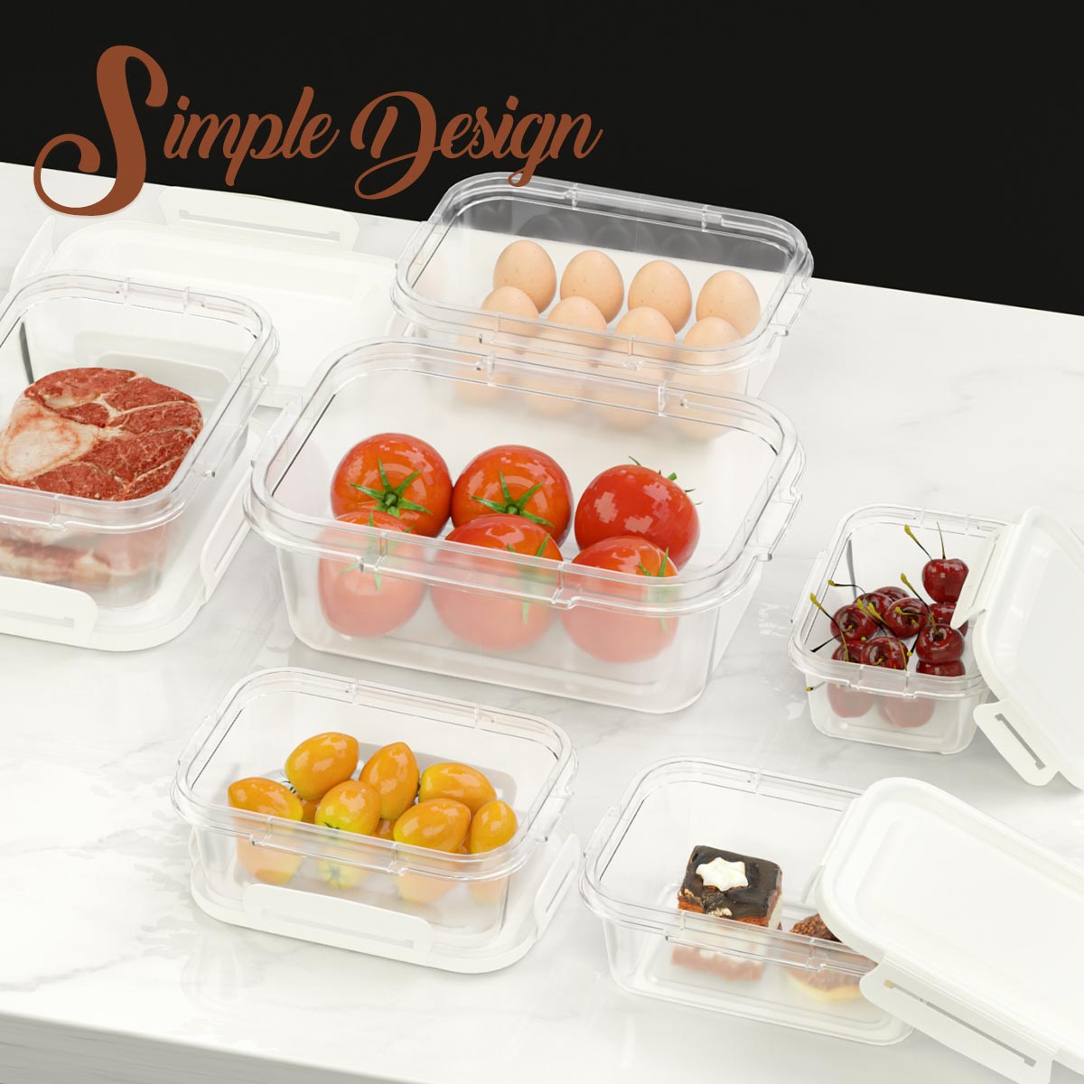 Locaupin 6 Pieces of Food Container Plastic Lunch Box Airtight Cover F ...