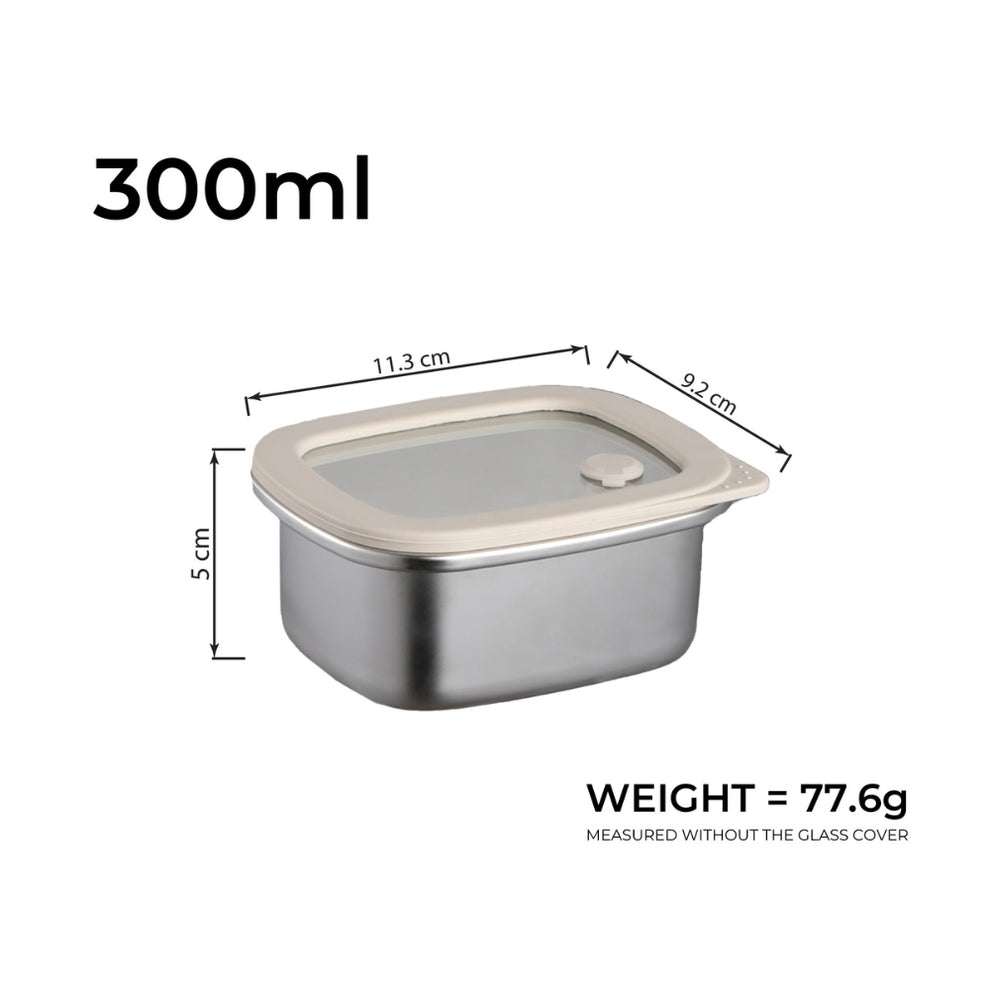 LOCAUPIN 304 Stainless Steel Food Container with Tempered Glass Lid Fr ...