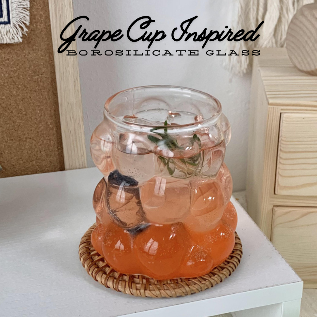 Locaupin Transparent Aesthetic Grape Glass Cup Heat and Cold Resistant ...