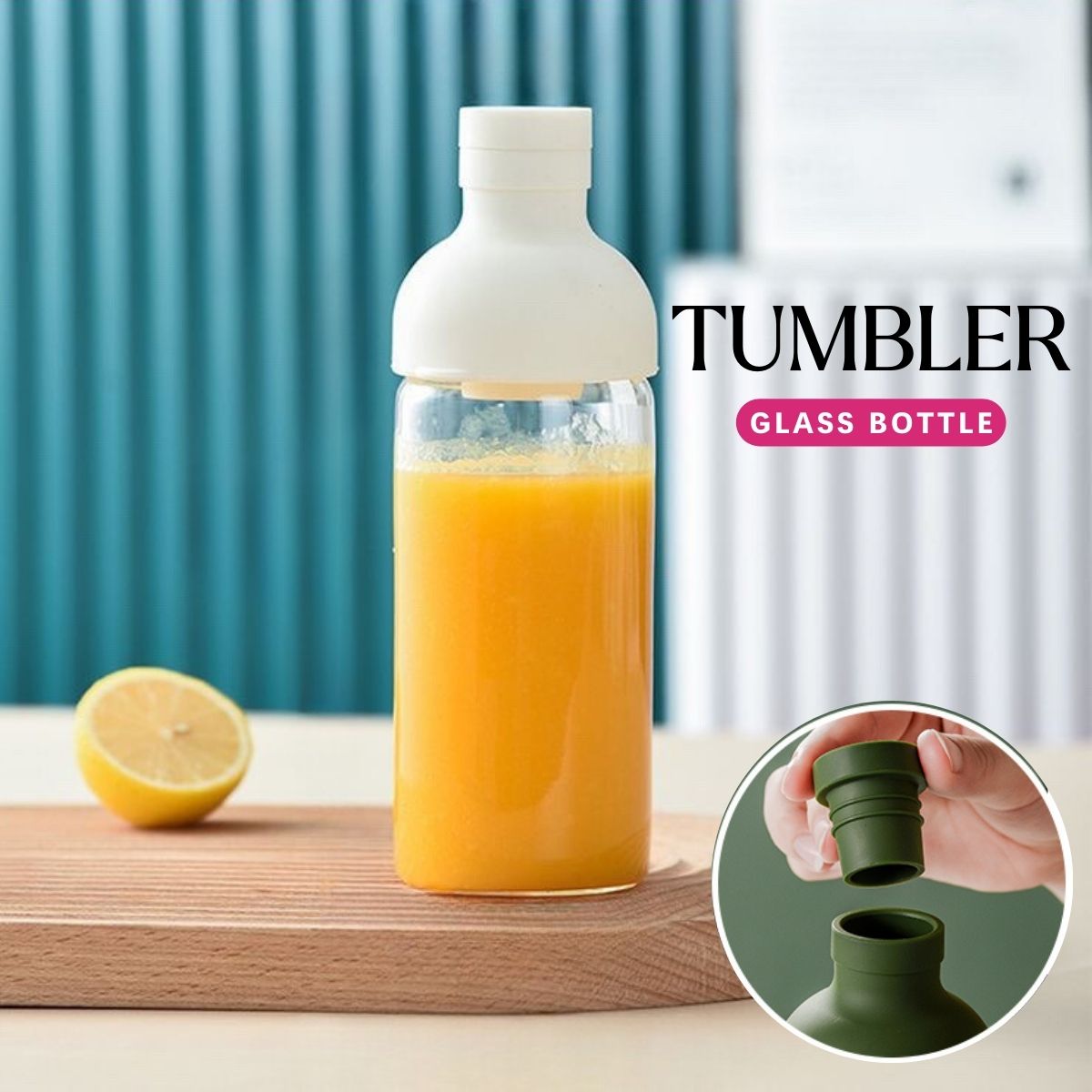 LOCAUPIN Glass Water Bottle Hot Cold Smoothie Juice Leak-Proof Travel ...