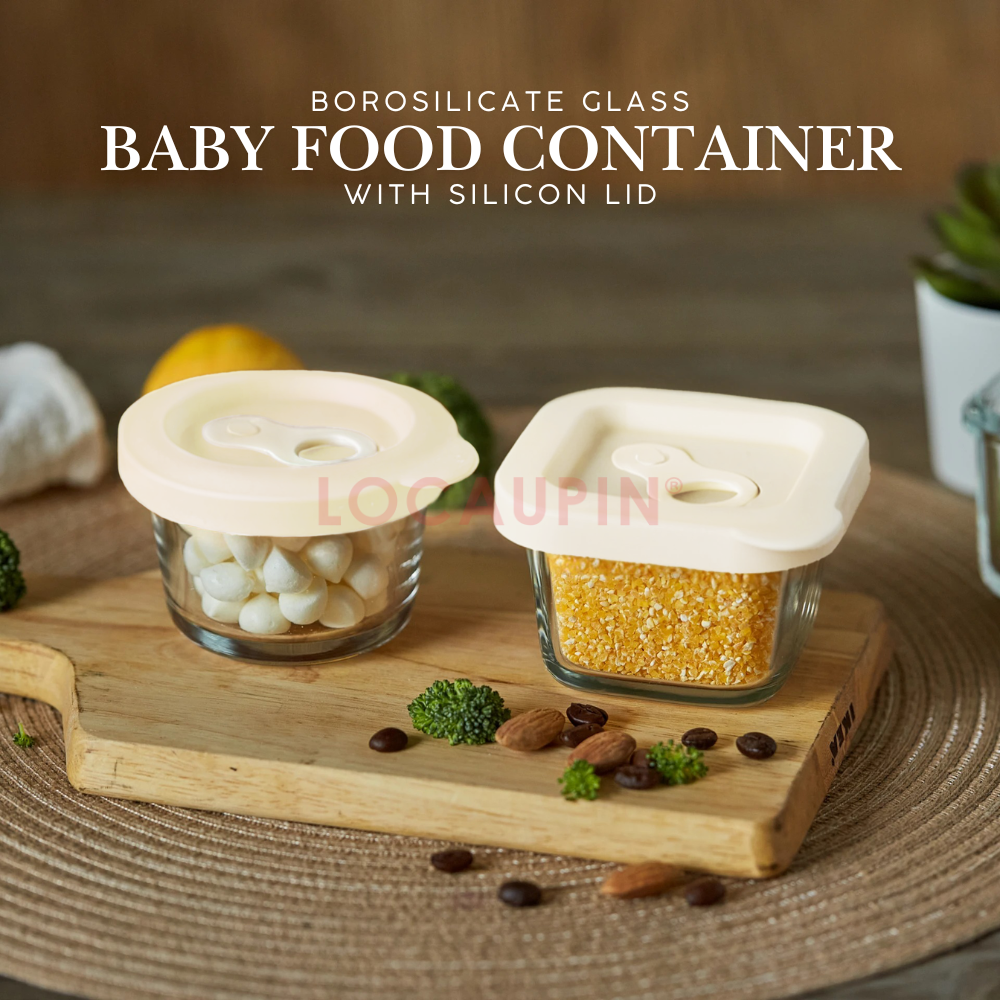 Locaupin Portable Borosilicate Glass 3in1 Baby Food Container with Sil ...