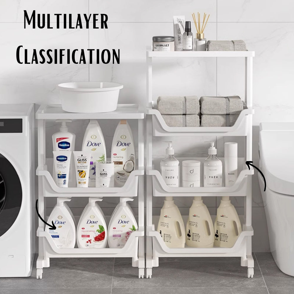 Locaupin Multifunctional Moving Storage Rack Side Table Organizer Bath ...