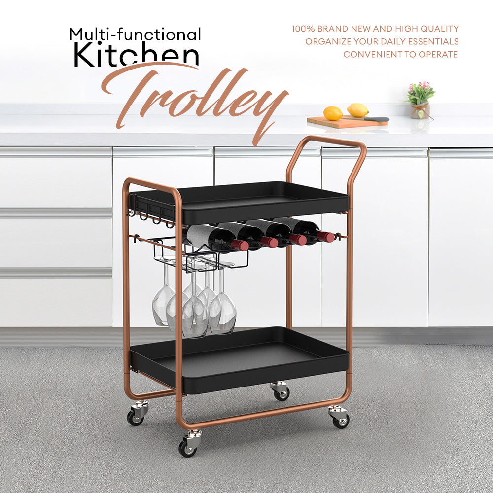 Locaupin Metal Hotel Trolley with Bottle Organizer Room Service Rollin ...